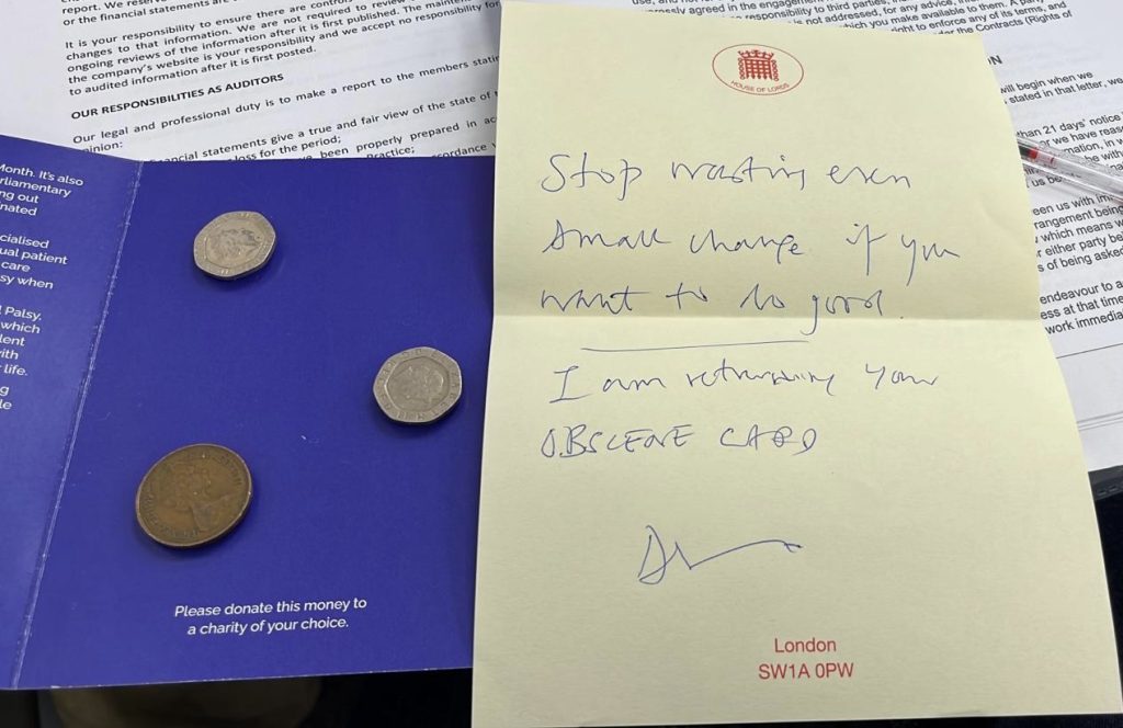 Obscene Card Accusation: Member of House of Lords Targets Up - UP – The ...